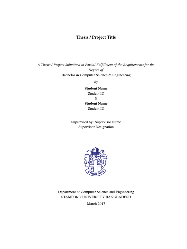 Thesis Project Template For Computer Science and Engineering Stamford ...