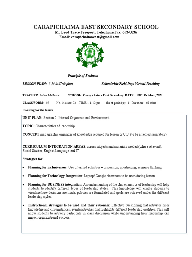 4 POB Lesson Plan | PDF | Leadership | Teaching Method