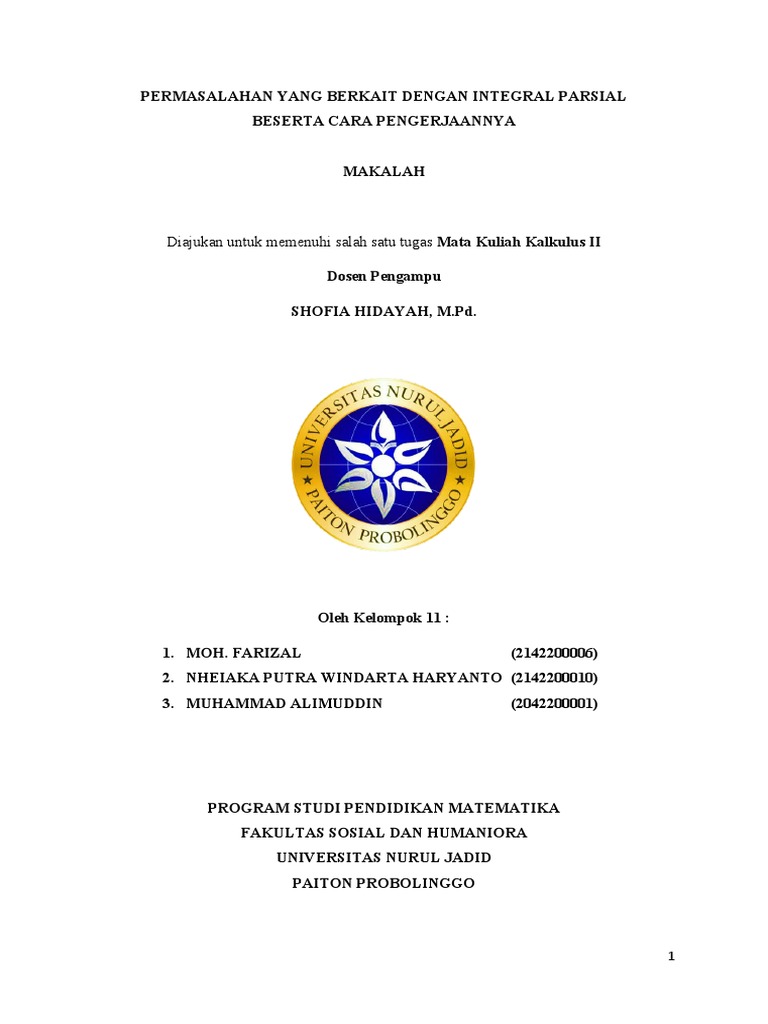 Makalah Kalkulus II | PDF | Karier & Perkembangan | Sains & Matematika