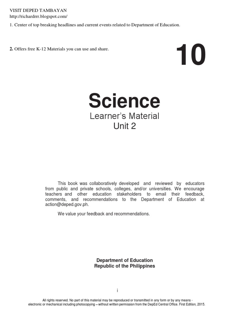 Sci10 LM U2 | PDF