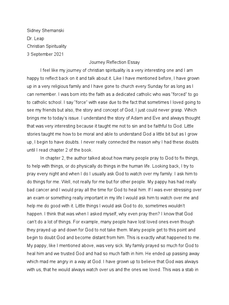 Christian Spirtuality Journal Reflection | PDF | Prayer | God