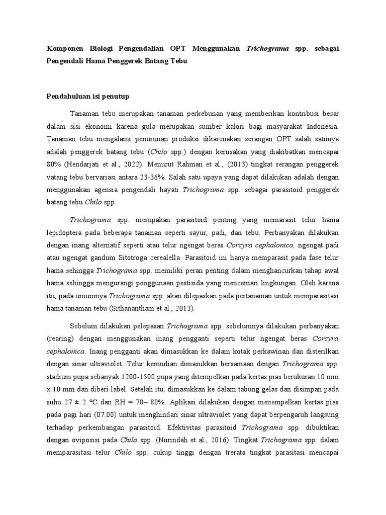 Komponen Biologi Pengendalian OPT Menggunakan Trichograma SPP | PDF