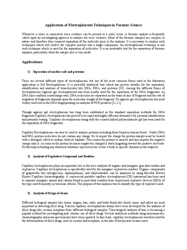 Application of Electrophoresis Techniques in Forensic Science | PDF ... Application of Electrophoresis Techniques in Forensic Science | PDF ...