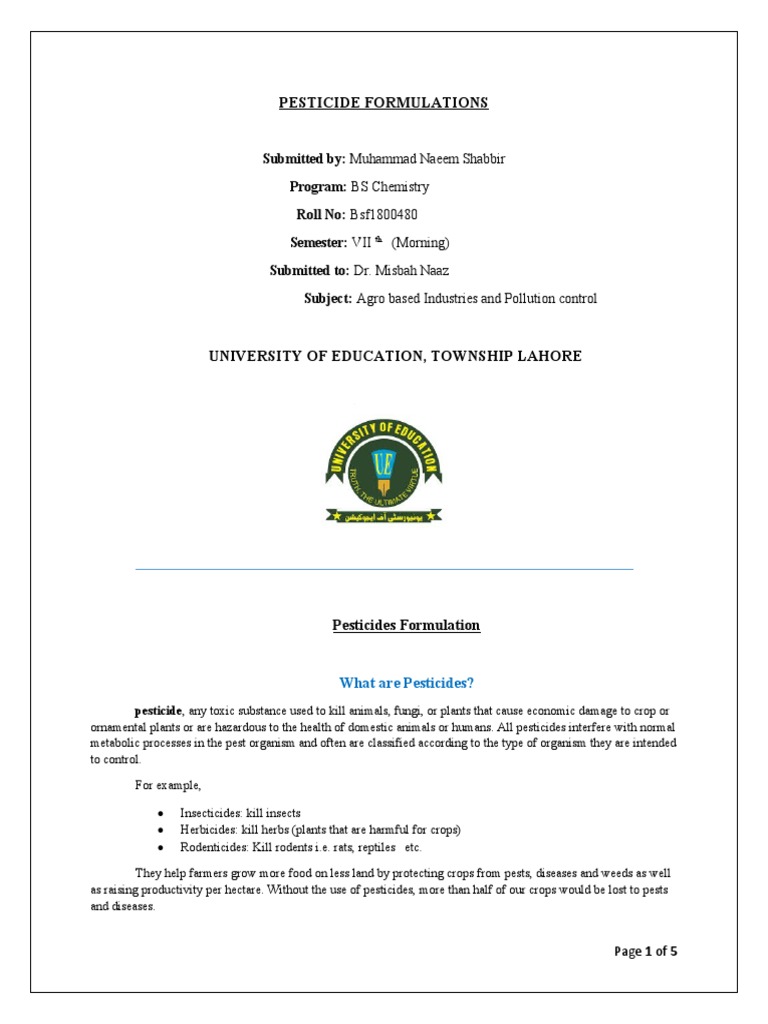 Assignment Pesticide Formulations | PDF | Pesticide | Nanotechnology