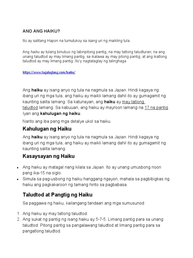 Ano Ang Haiku | PDF