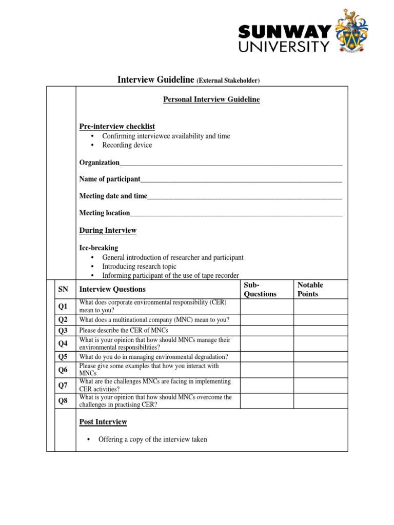 Interview Guideline - External Stakeholder - Abdullah | PDF | Business