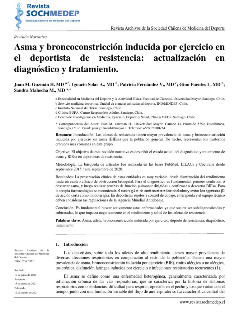 Asma y Broncoconstricción Inducida Por Ejercicio en El Deportista de ...