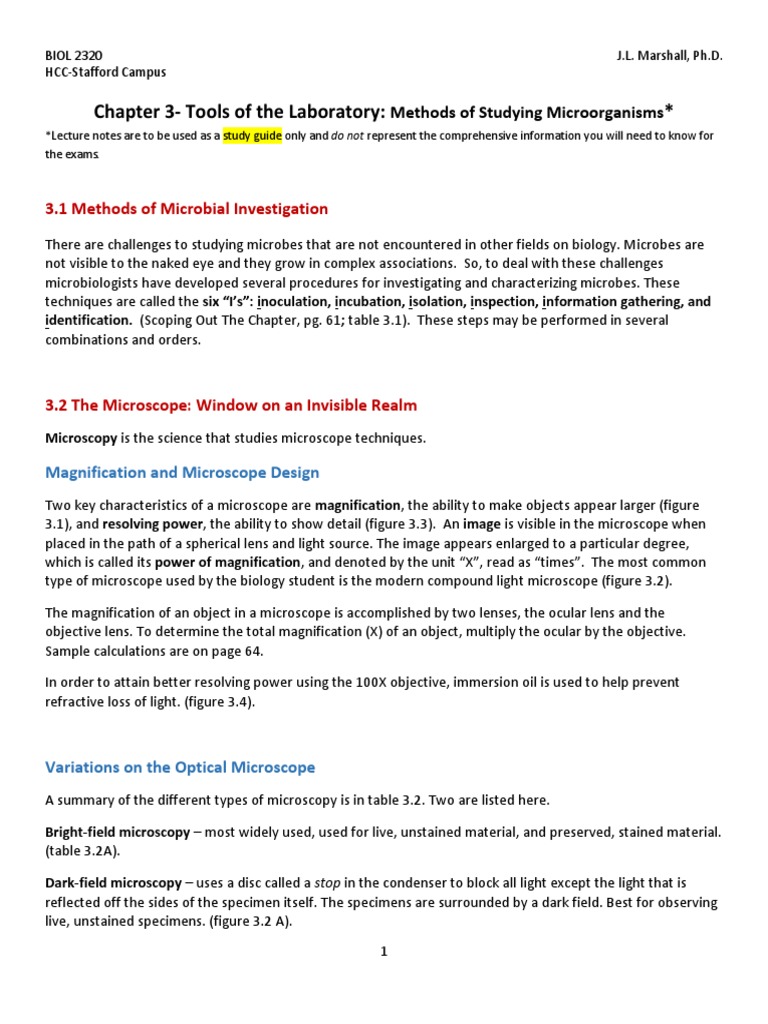 HCCS BIOL 2320 Chapter 3 Lecture Notes 10e | PDF | Growth Medium ...