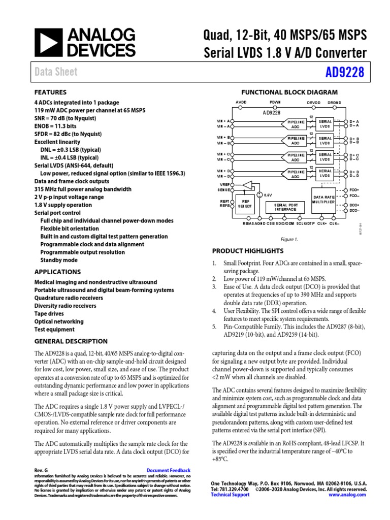 Ad 9228 | PDF | Analog To Digital Converter | Computer Engineering