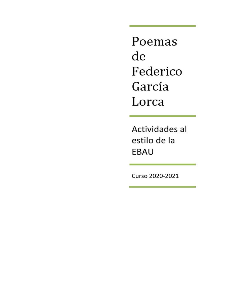 Poemas de Lorca Con Actividades | PDF | Arte | Poesía