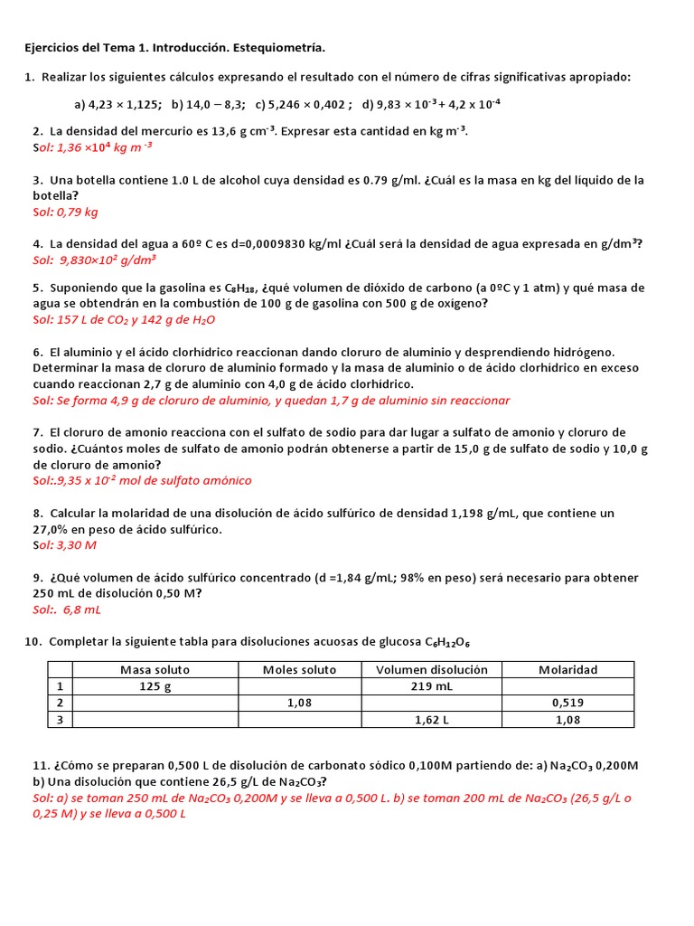 Ejercicios de Estequiometria Con Soluciones | PDF | Ácido clorhídrico | Dióxido de carbono