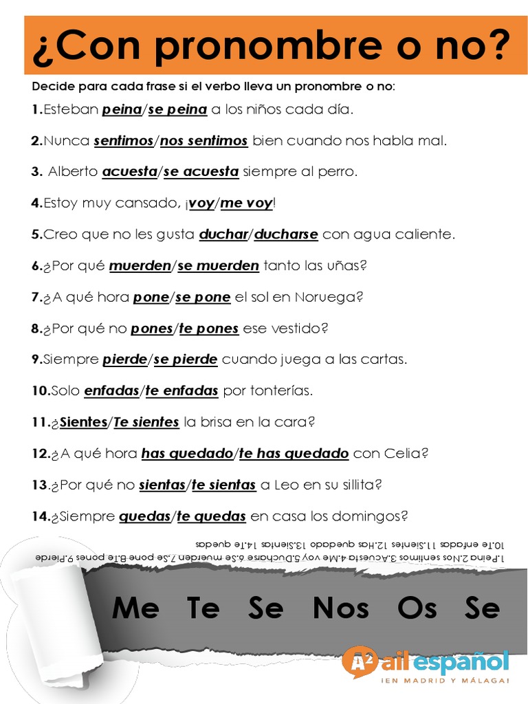 Quiz Espanol Verbos Reflexivos A2 | PDF | Cocina, comidas y vino ...
