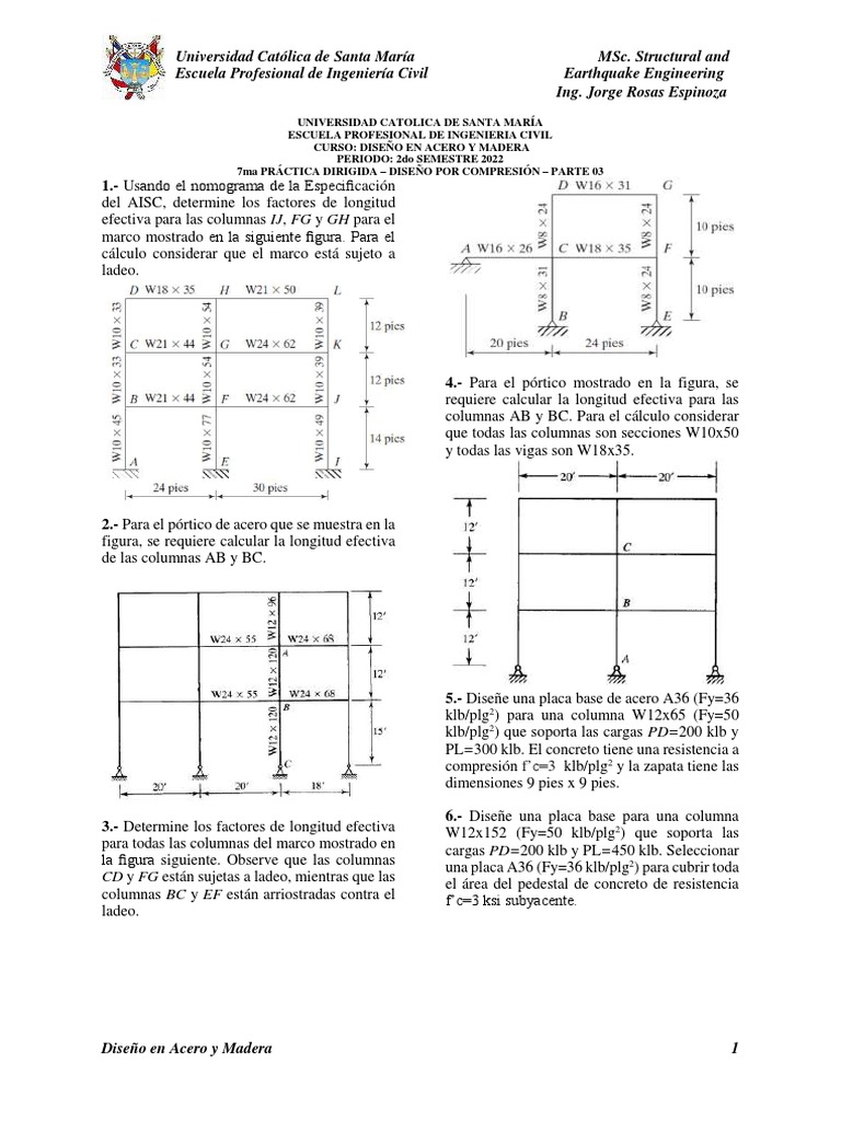 7ma PRACTICA DISEÑO EN ACERO Y MADERA UCSM 2022 2do SEM | PDF | Construyendo tecnología ...