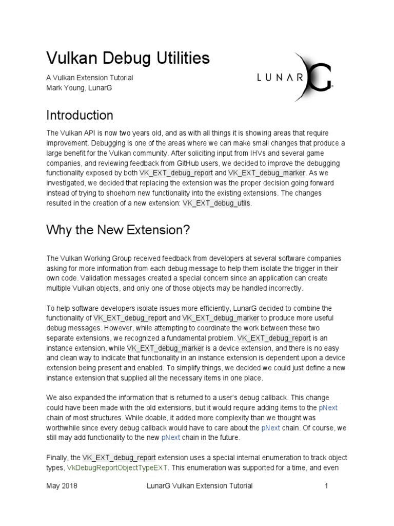 Vulkan Debug Utils 05 18 V1 Download Free Pdf Pointer Computer Programming Object