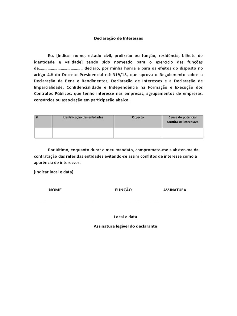 Declaração de Interesse | PDF