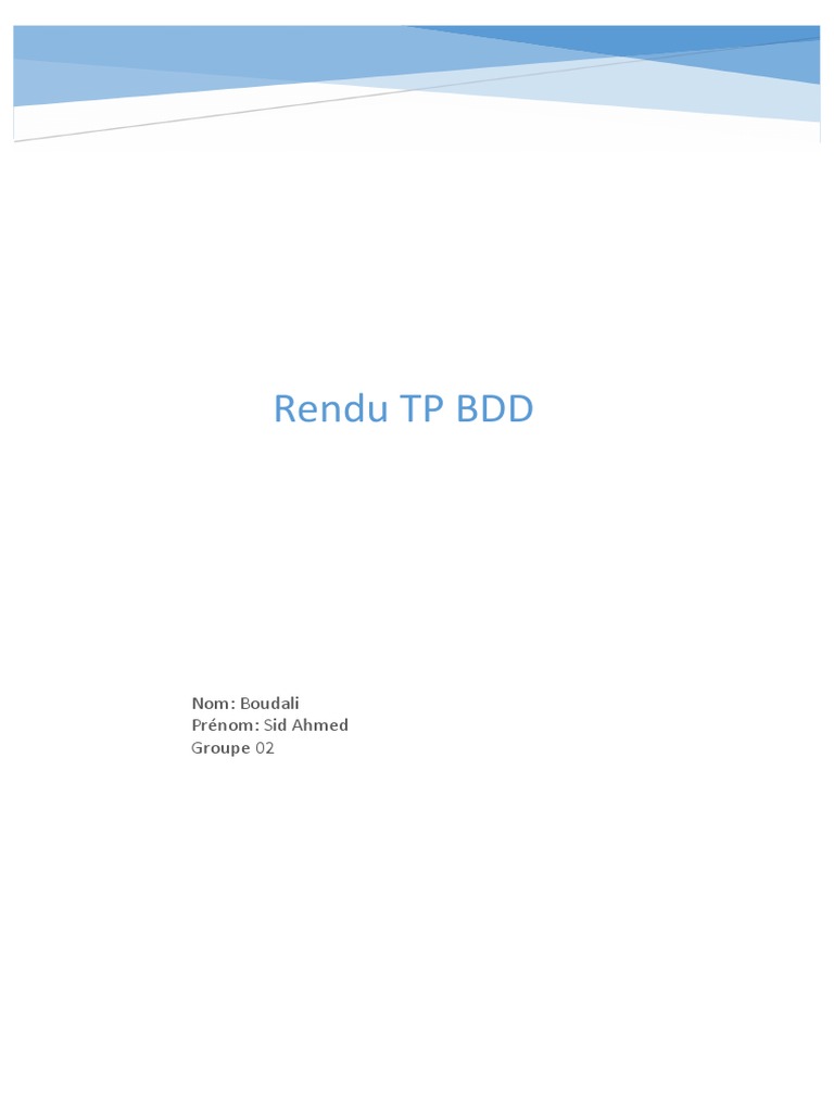 TP BDD | PDF | Teaching Methods & Materials