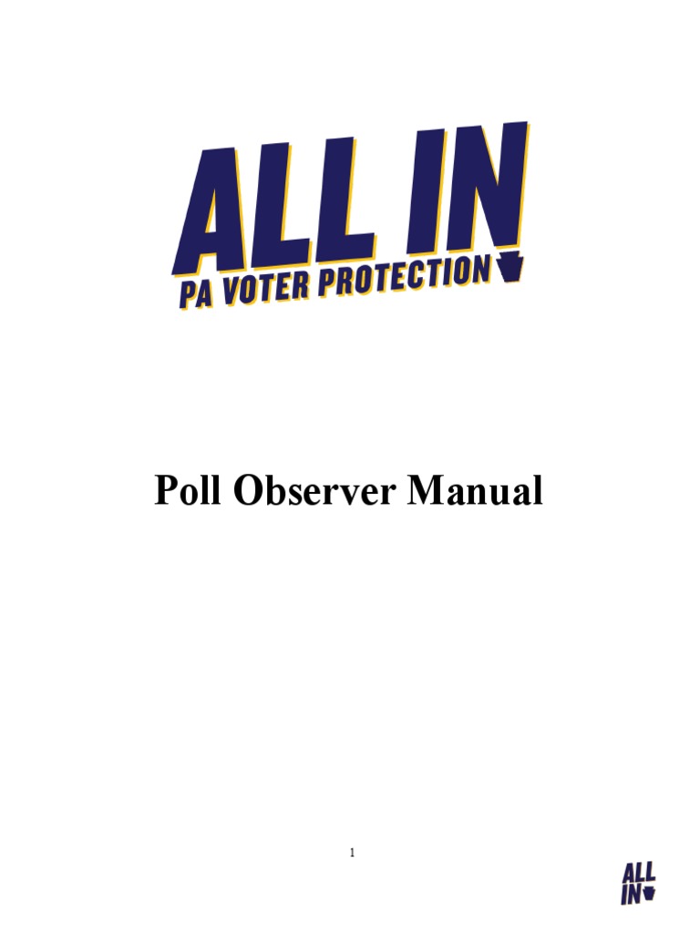 Poll Observer Manual | PDF | Polling Place | Voting