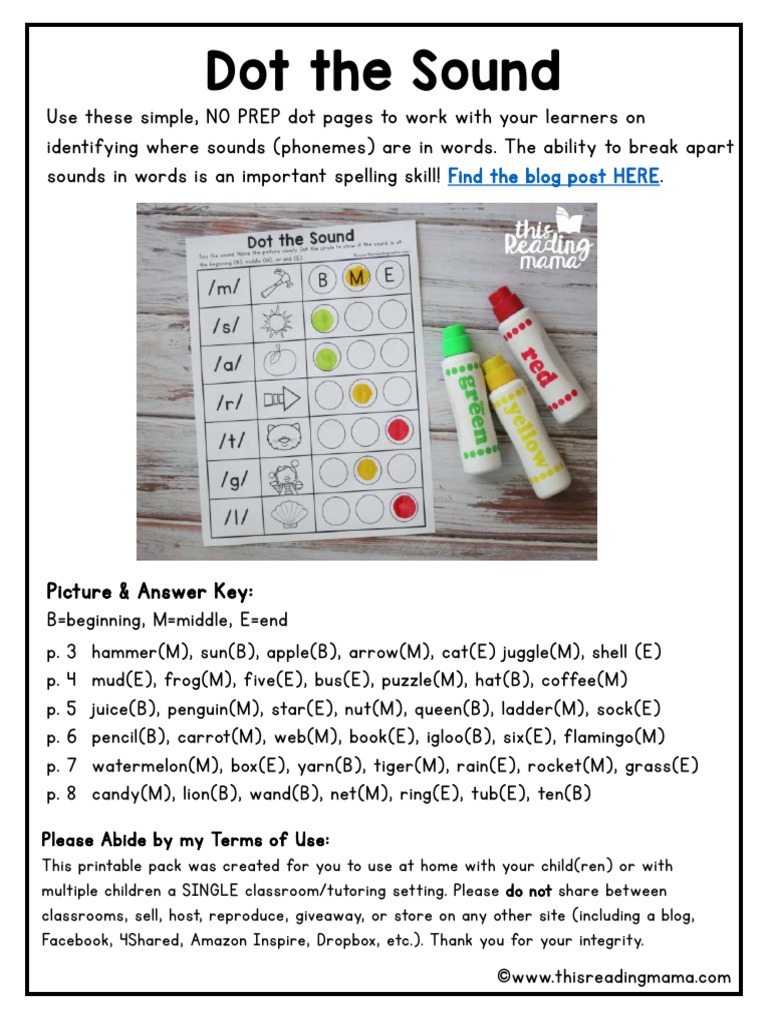 Beginning Middle End Sound | PDF