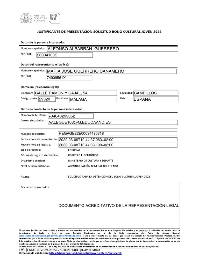 Justificante Registro Solicitud | PDF | Gobierno