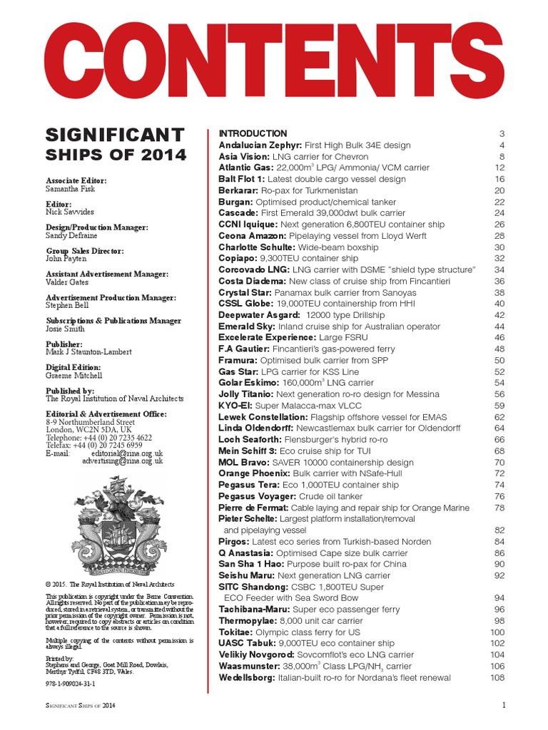 Significant Ships of 2014 | PDF | Ships | Water Transport
