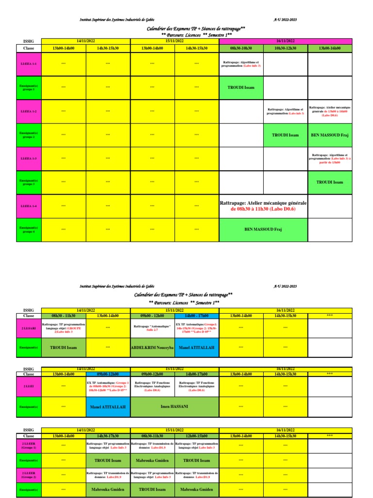 Calendrier Extp+rattrapage | PDF