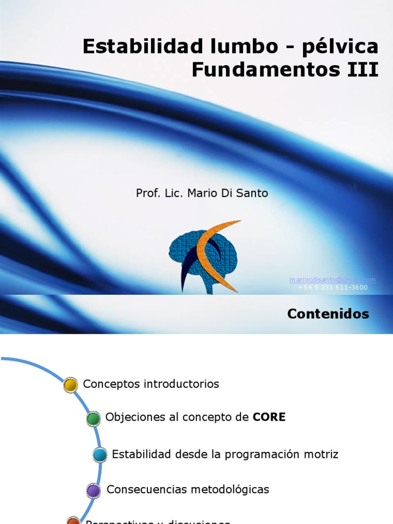 Estabilidad Lumbo - Pélvica Fundamentos III: Prof. Lic. Mario Di Santo ...