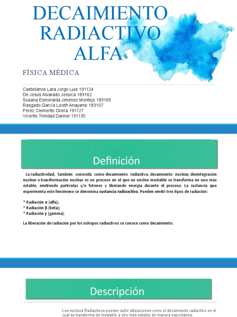 Decaimiento Alfa y Aplicaciones Médicas | PDF | Desintegración ...
