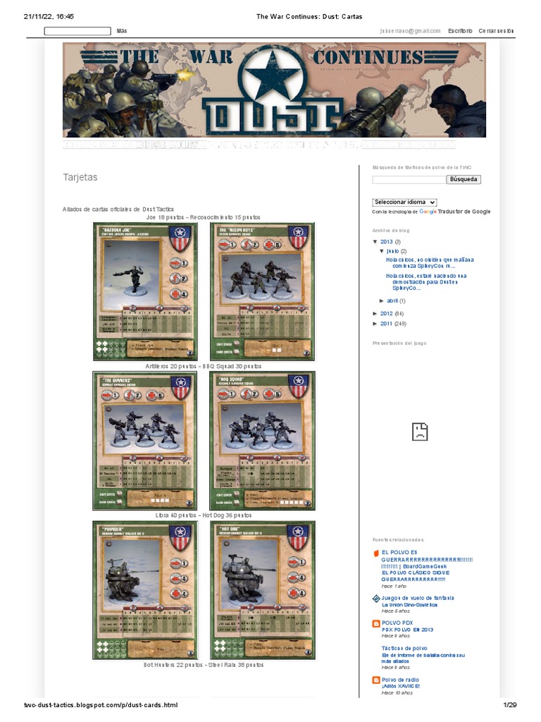 The War Continues - Dust - Cartas | PDF