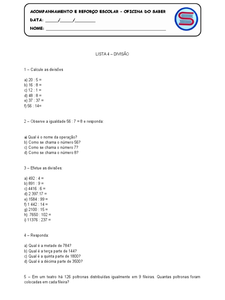 Divisão 6 ANO | PDF