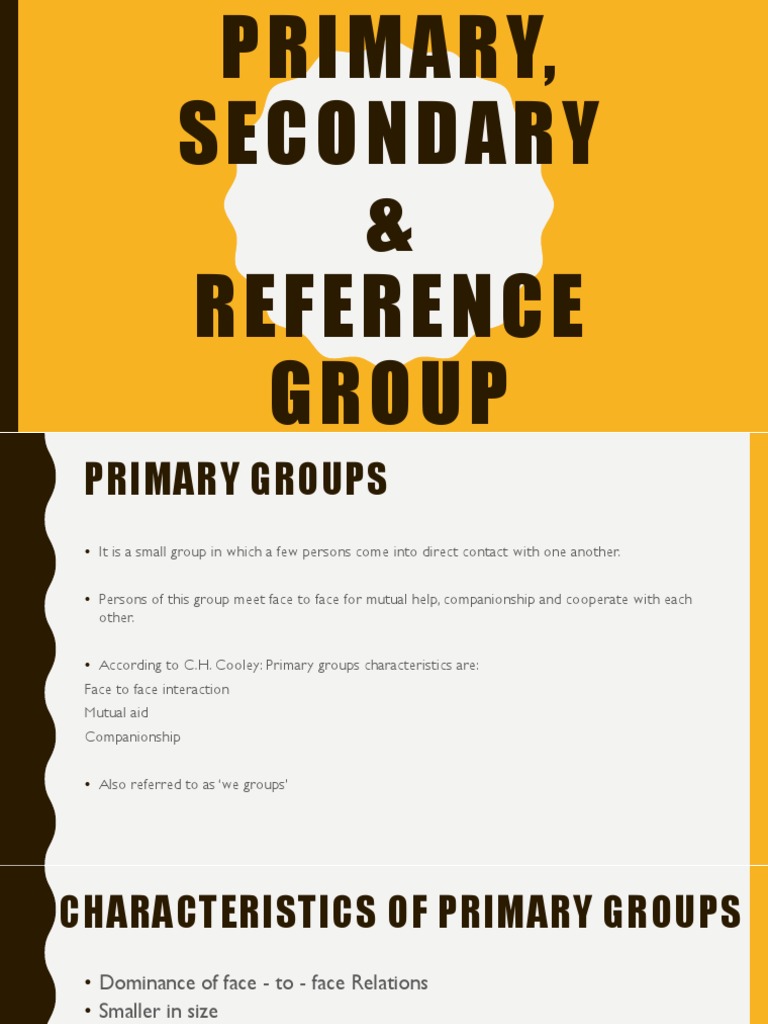Primary Secondary and Reference Group - Sociology | PDF