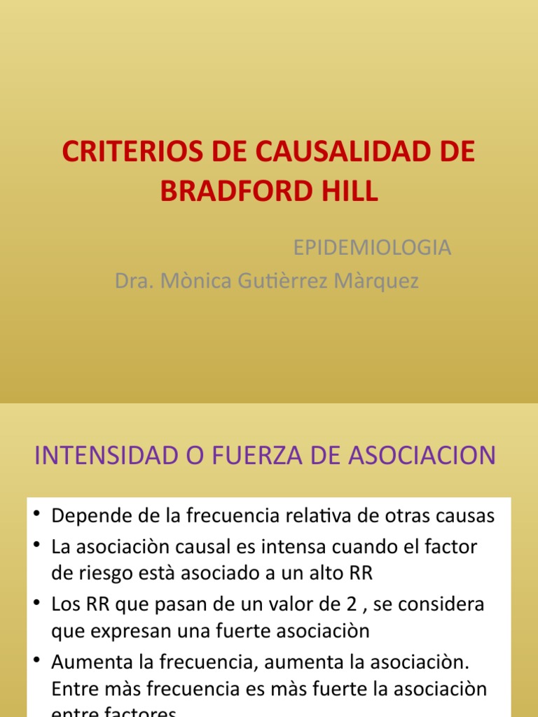 Criterios de Causalidad de Bradford Hill | PDF | Ciencias de la Salud | Medicina CLINICA