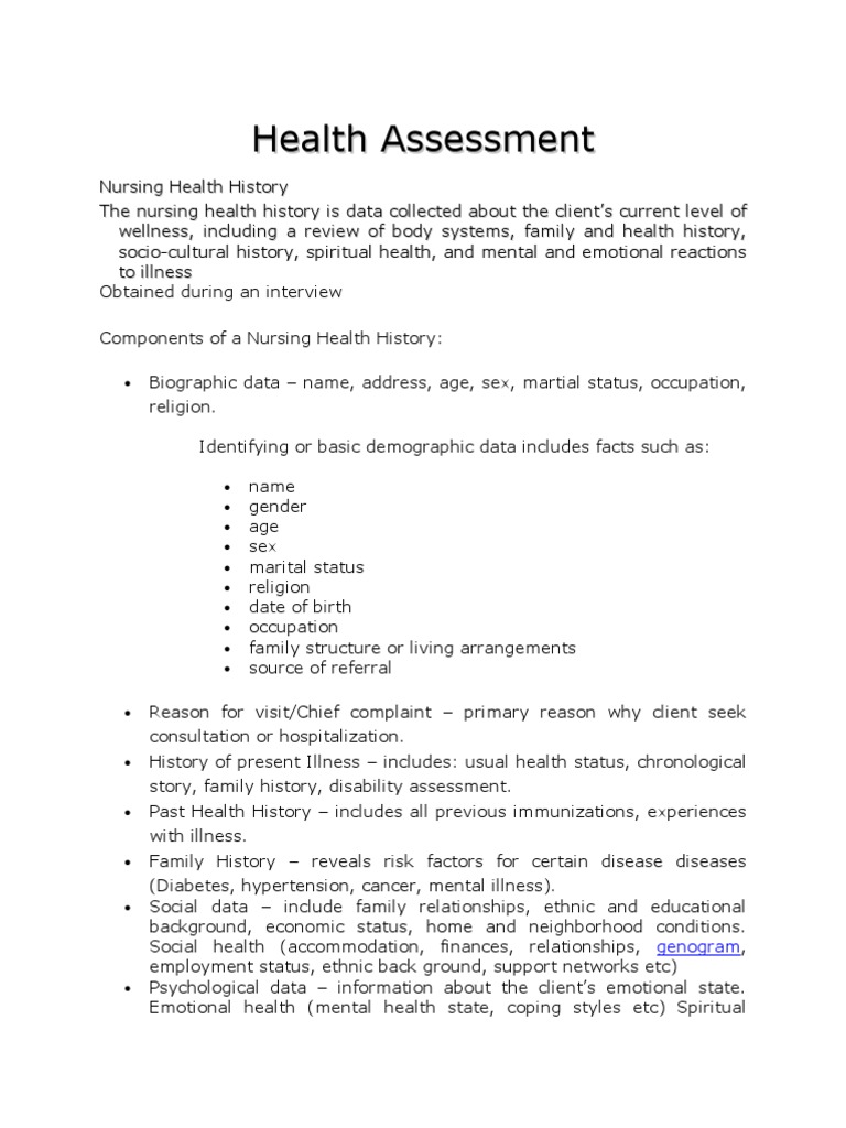 Health Assessment | PDF