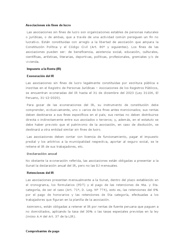 Asociaciones Sin Fines De Lucro Pdf Fundación Sin Fines De Lucro Organización Sin ánimo