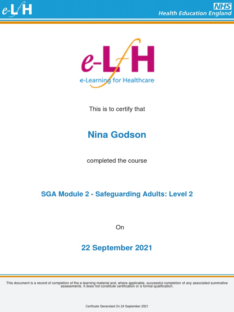Safeguarding Adults Level 2 Certificate | PDF