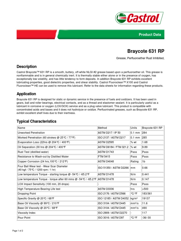 Braycote 631 RP | Download Free PDF | Lubricant | Materials