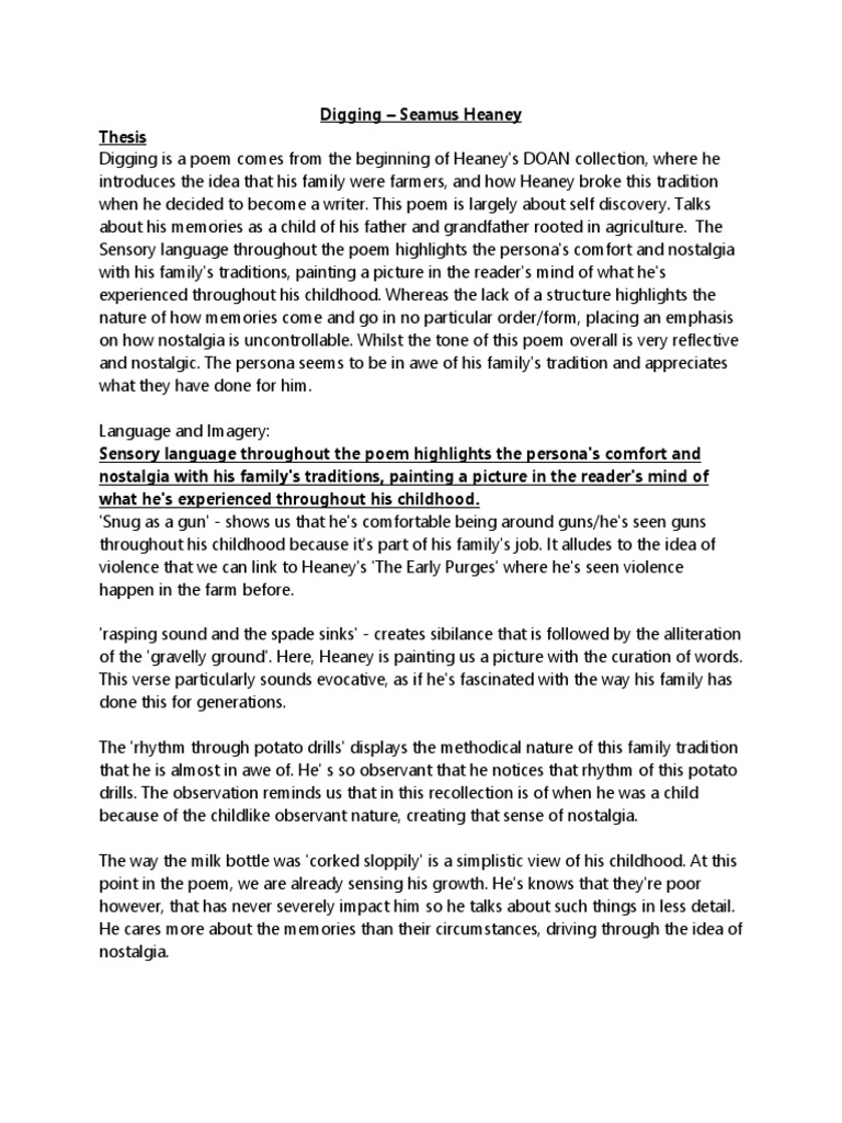 Digging into Memories: Seamus Heaney&#039;s Exploration of Nostalgia ...