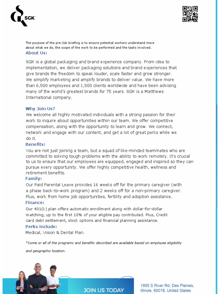 Pre-Job Briefing Guide - SGK | PDF | Employee Benefits | Employment
