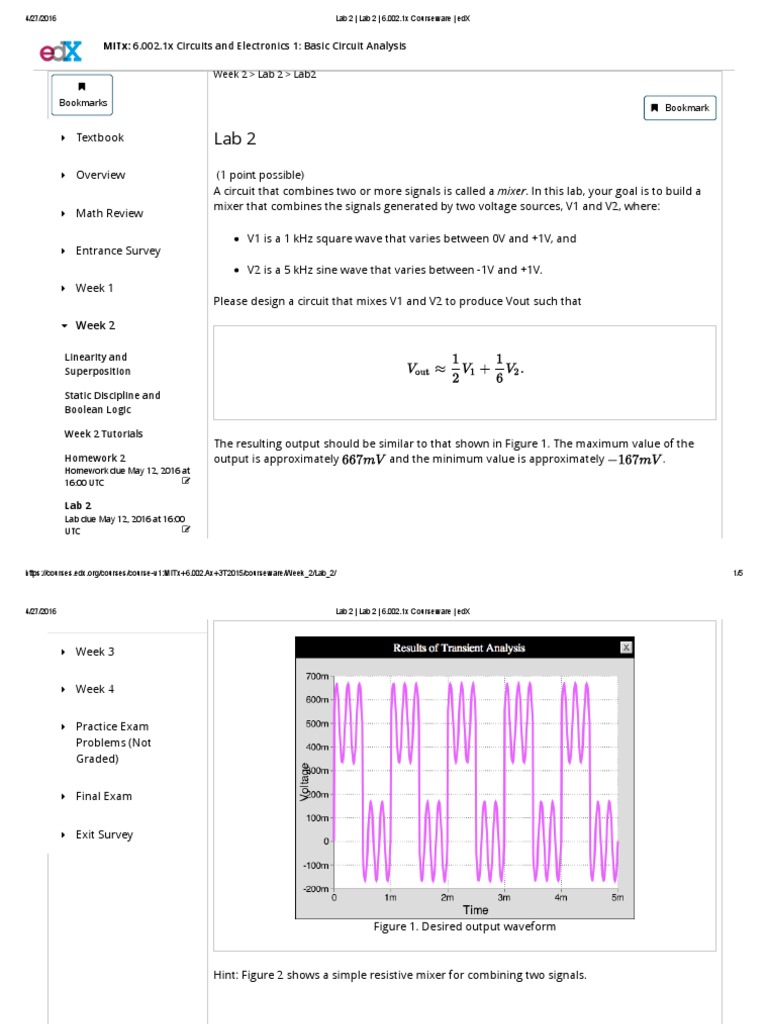 Lab 2 - Lab 2 - 6.002 | PDF | Electrical Network | Telecommunications Engineering