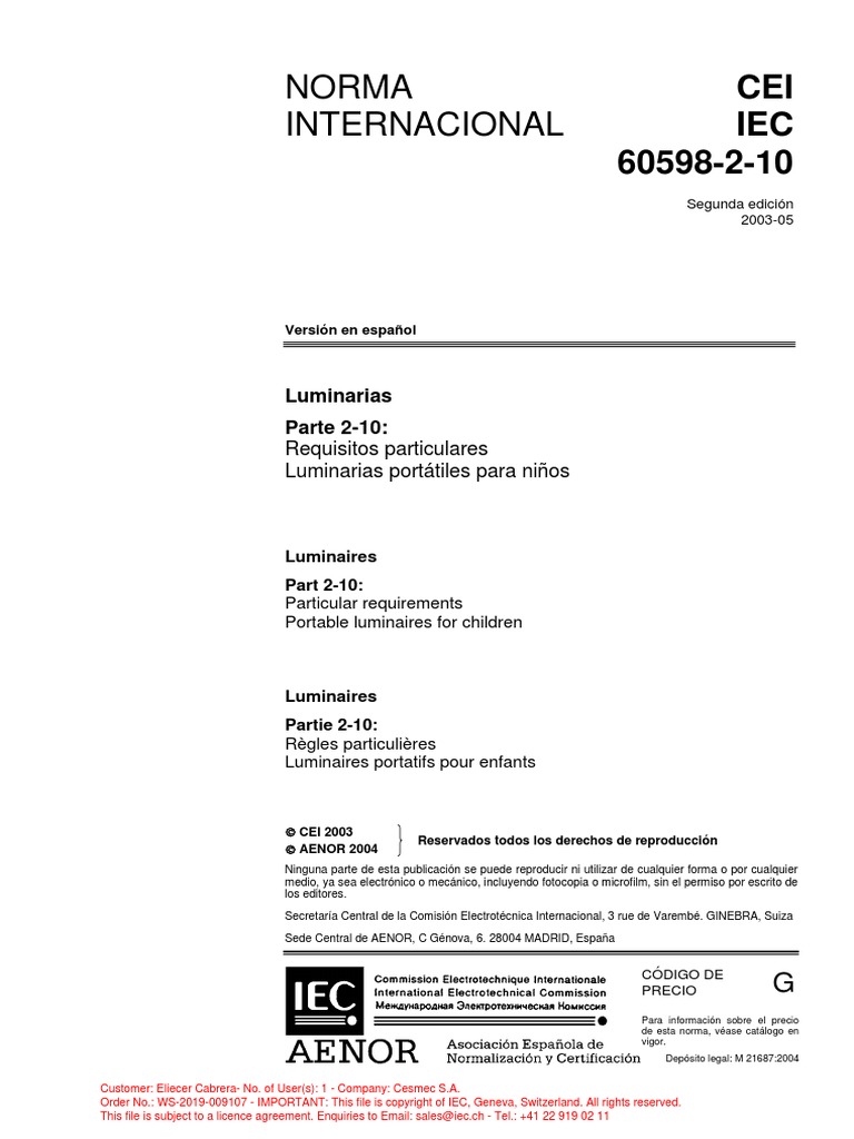 IEC 60598-2-10 2003-05 Ok | PDF