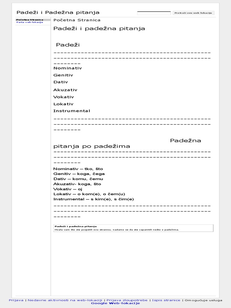 Padeži I Padežna Pitanja | PDF