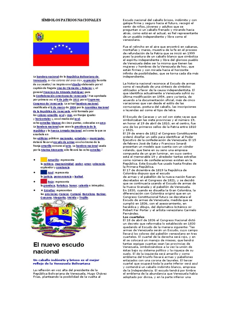Simbolos Patrios | PDF | Venezuela