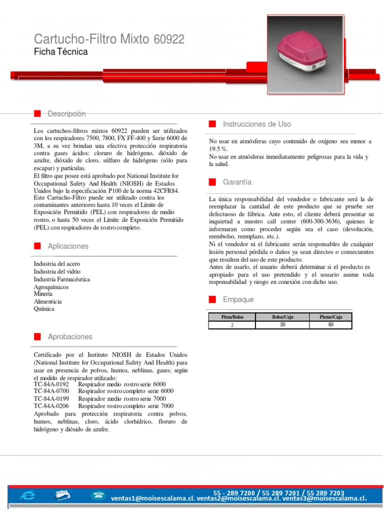 17-Ft-Isp Filtro Mixto 3M 60922 P100 | PDF