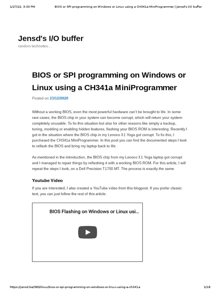 BIOS or SPI Programming On Windows or Linux Using A CH341a ...