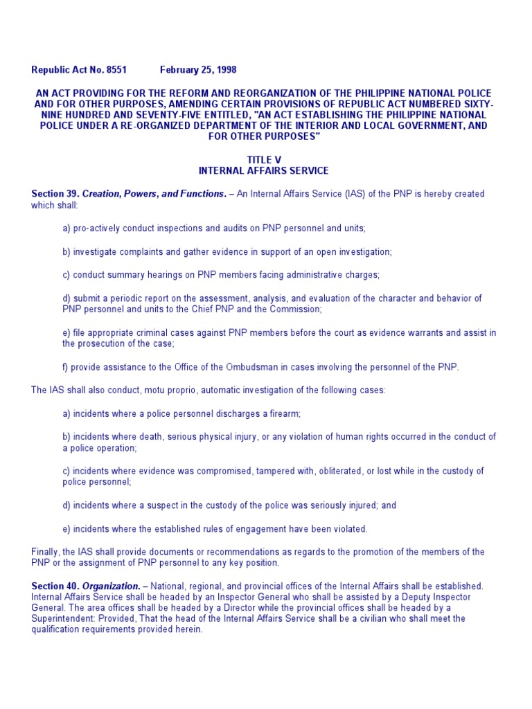 RA 8551 Amending RA 69750 PLEB | PDF | Police | Sexual Harassment