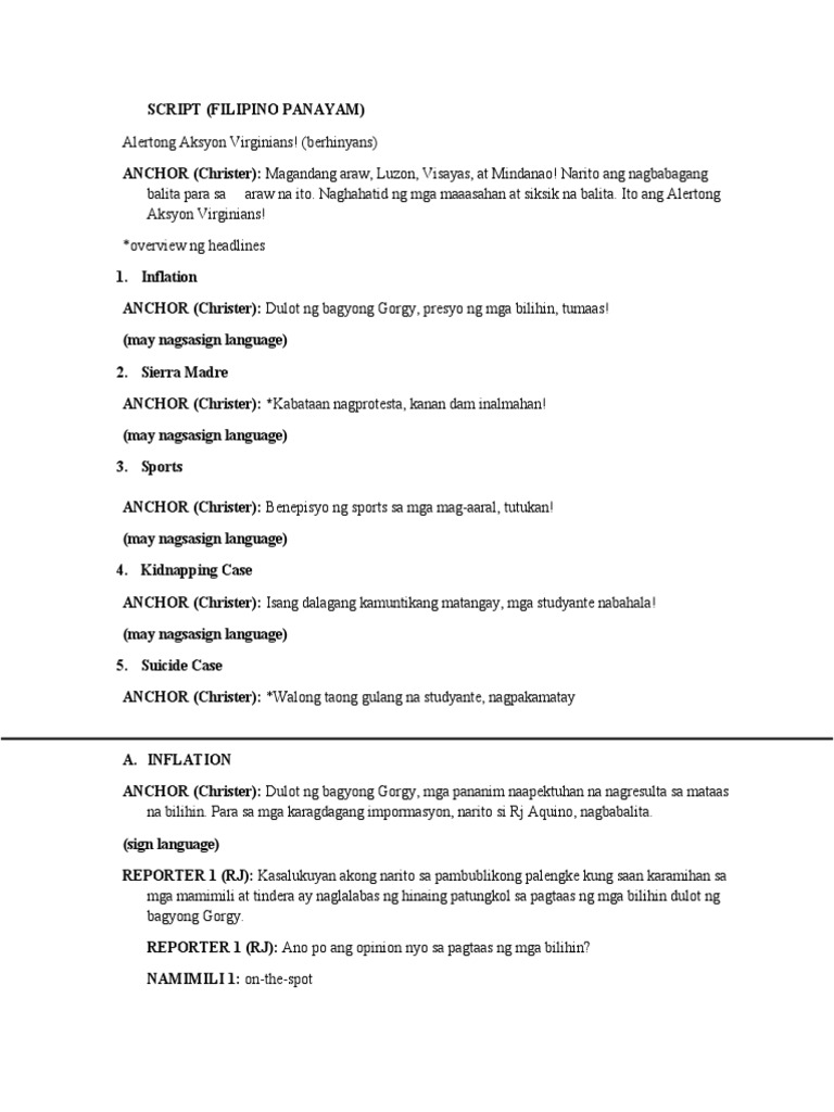 Filipino Panayam Script | PDF