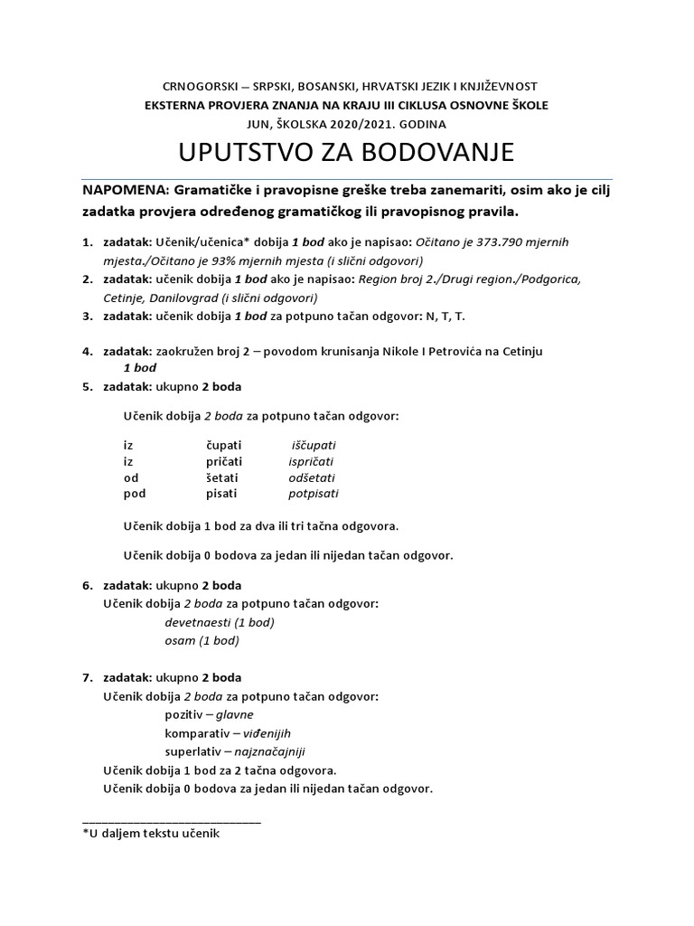 Shema Za 9. Razred 2. Rok 2021 | PDF