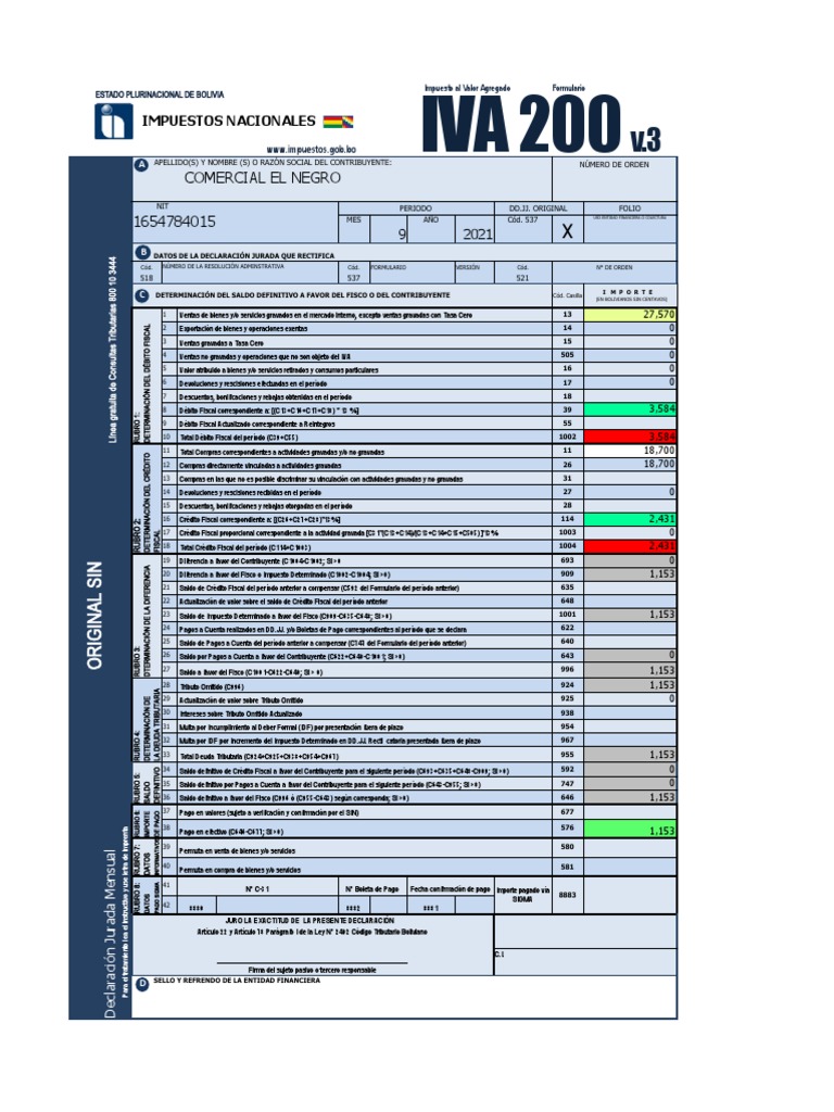 FORMULARIO 200 Y 400 v3 - SEPTIEMBRE | PDF | Impuesto al valor agregado ...