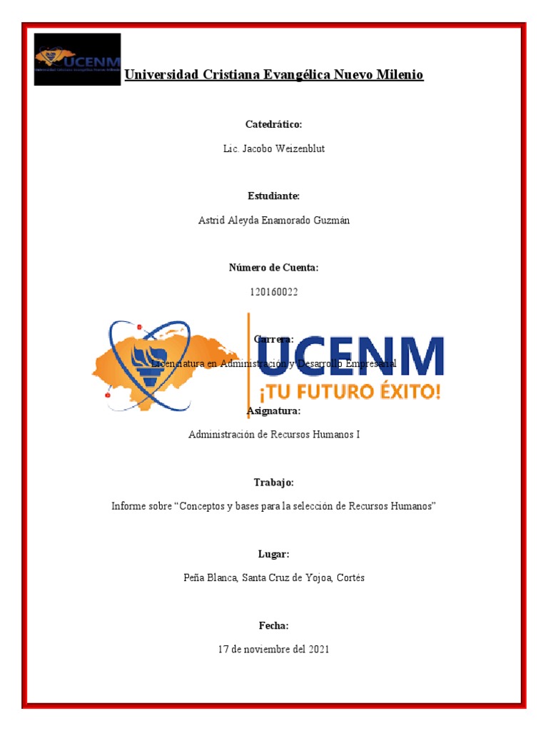 Informe Conceptos y Bases de Selección de RRHH | PDF | Gestión de recursos humanos | Economias