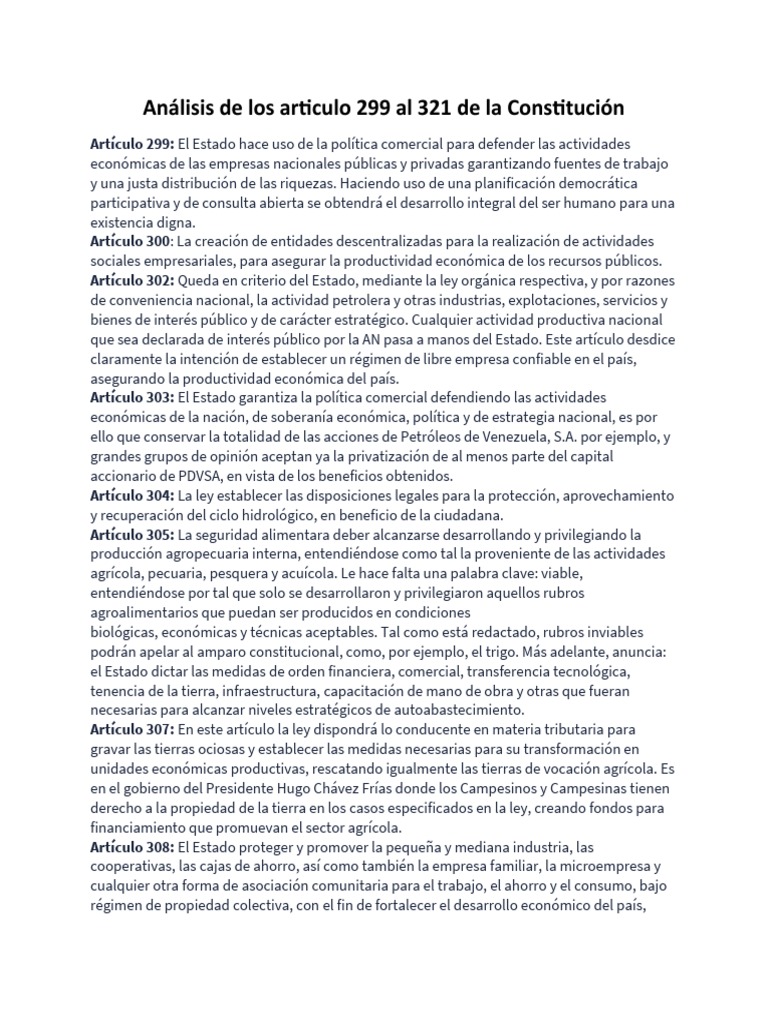 Análisis de Los Articulo 299 Al 321 de La Constitución | PDF | Presupuesto | Business