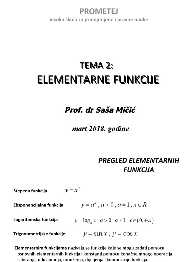 Elementarne Funkcije | PDF
